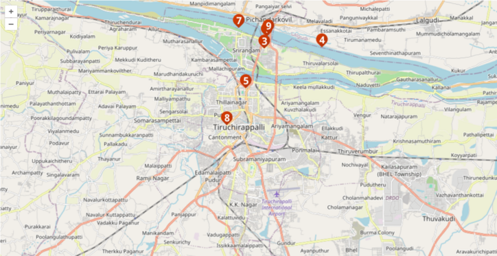 Tourist Map Guide of Tiruchirappalli - Chennai Orbit