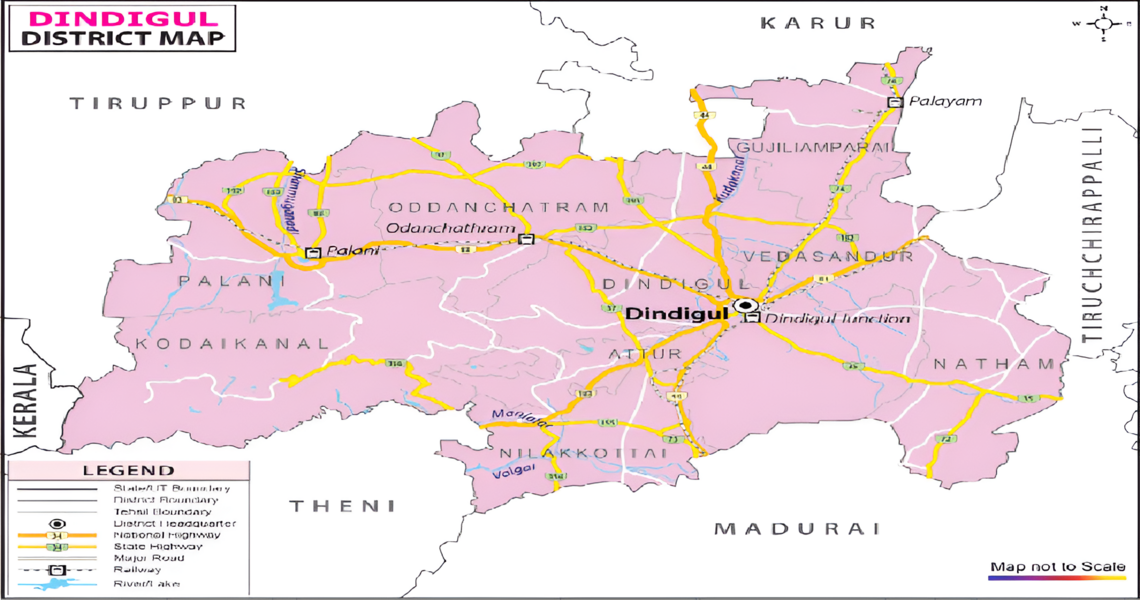 Tourist Map Guide of Dindigul - Chennai Orbit