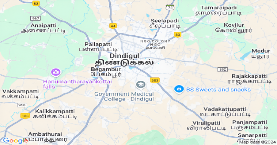 Tourist Map Guide of Dindigul - Chennai Orbit