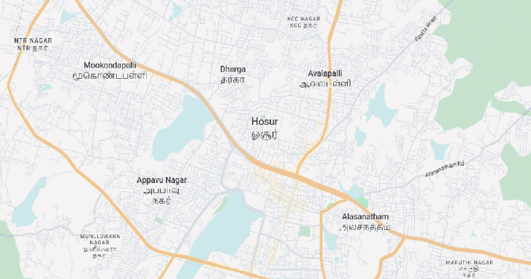 Tourist Map Guide of Hosur - Chennai Orbit